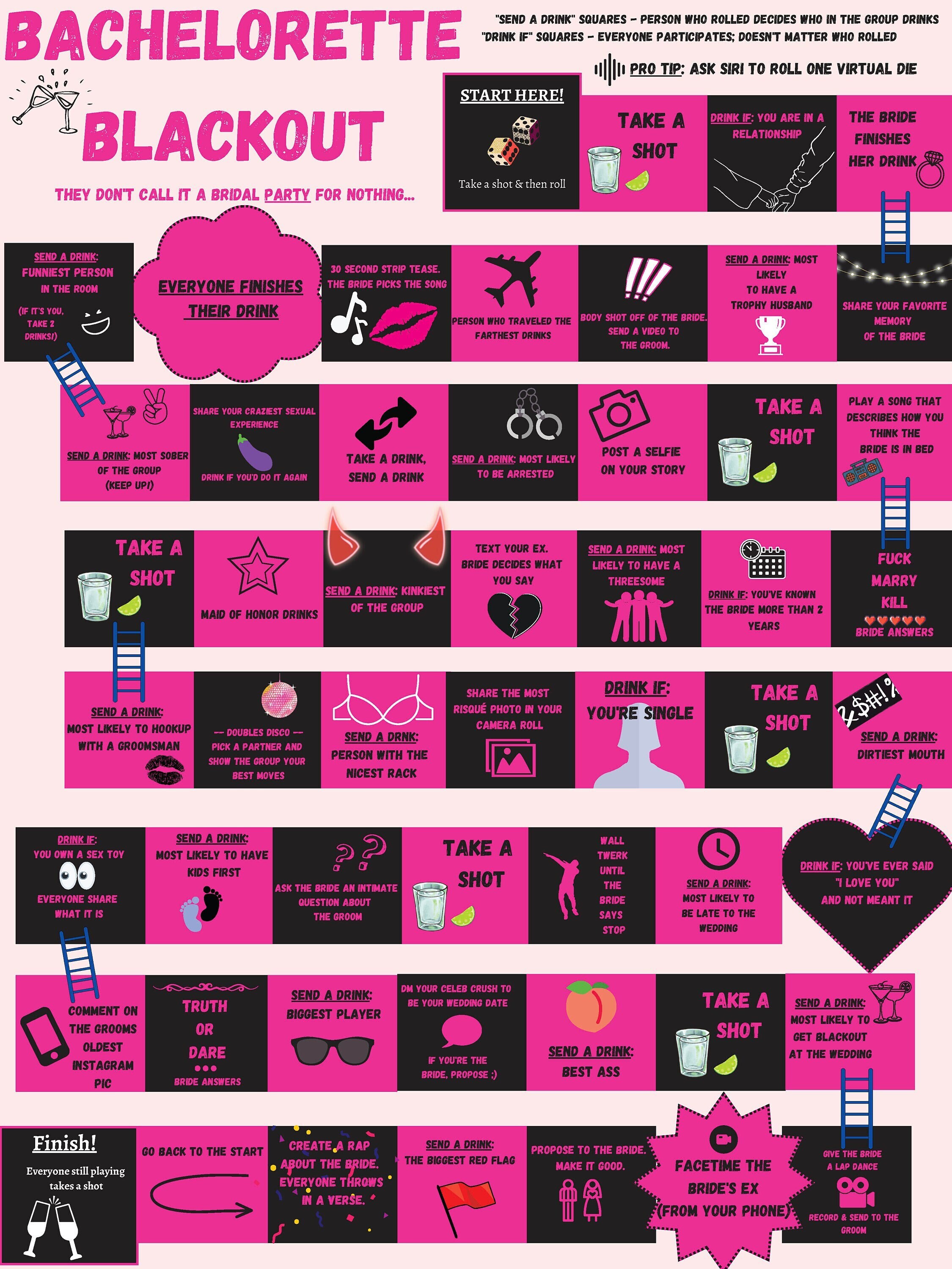 BACHELORETTE BLACKOUT Party Game, Bachelorette Party, Bridal Party ...