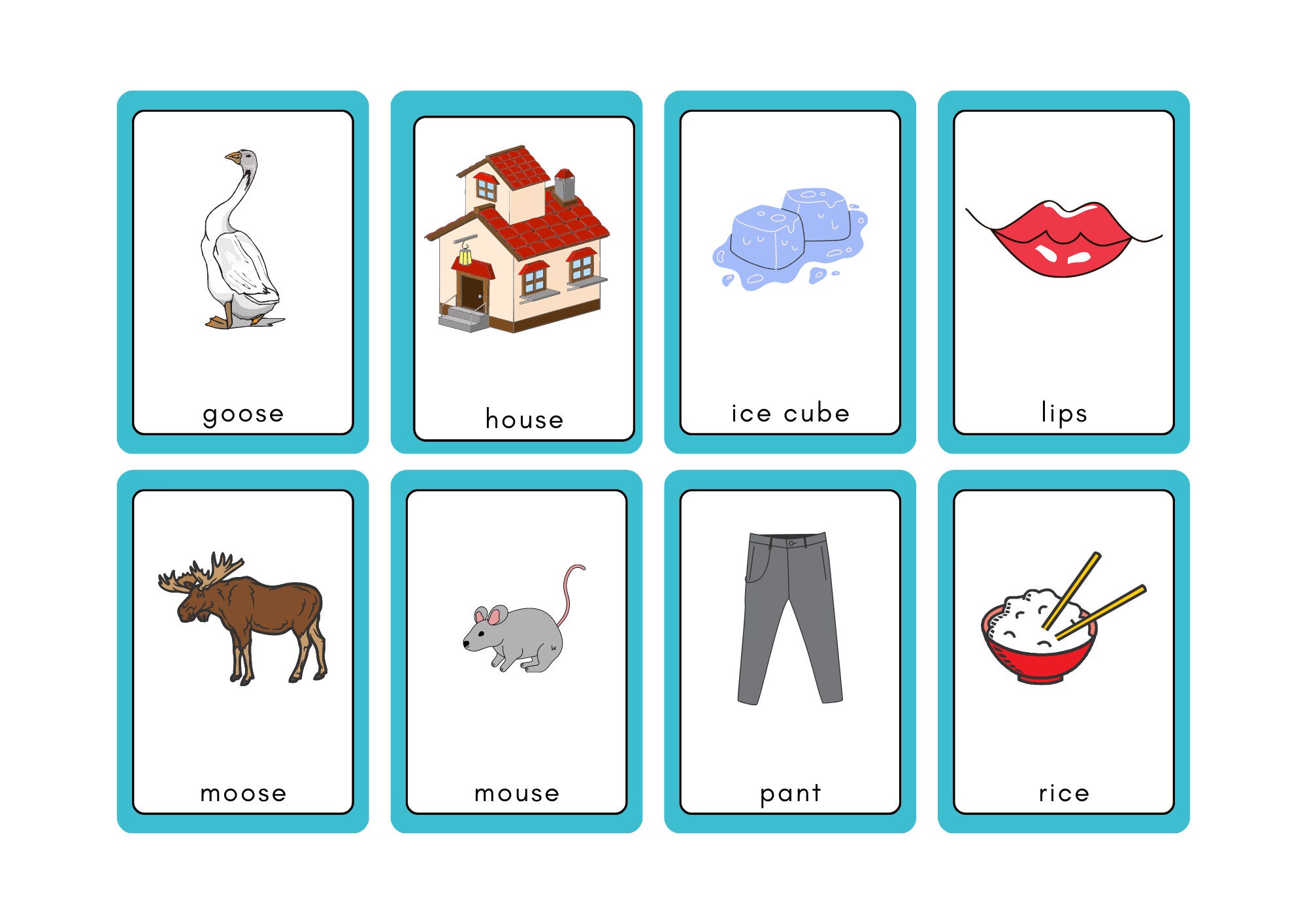 80 Flashcards De Vocabulaire Courants -montesorri - Anglais Et Français ...