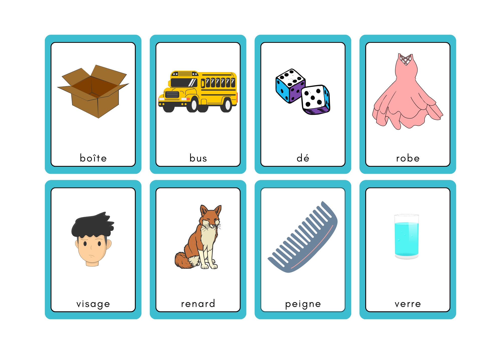 80 Flashcards De Vocabulaire Courants -montesorri - Anglais Et Français ...