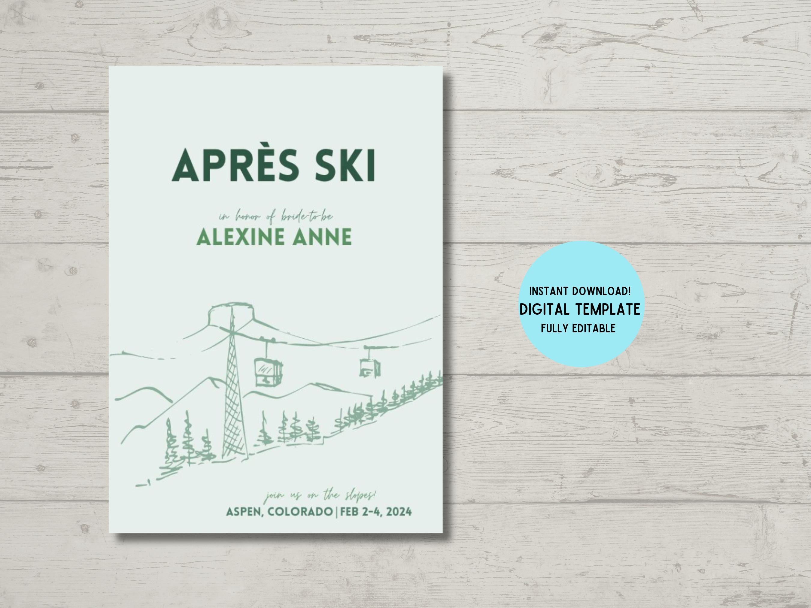 Après Ski Bachelorette Party Invite & Itinerary, Winter Mountain Girls ...