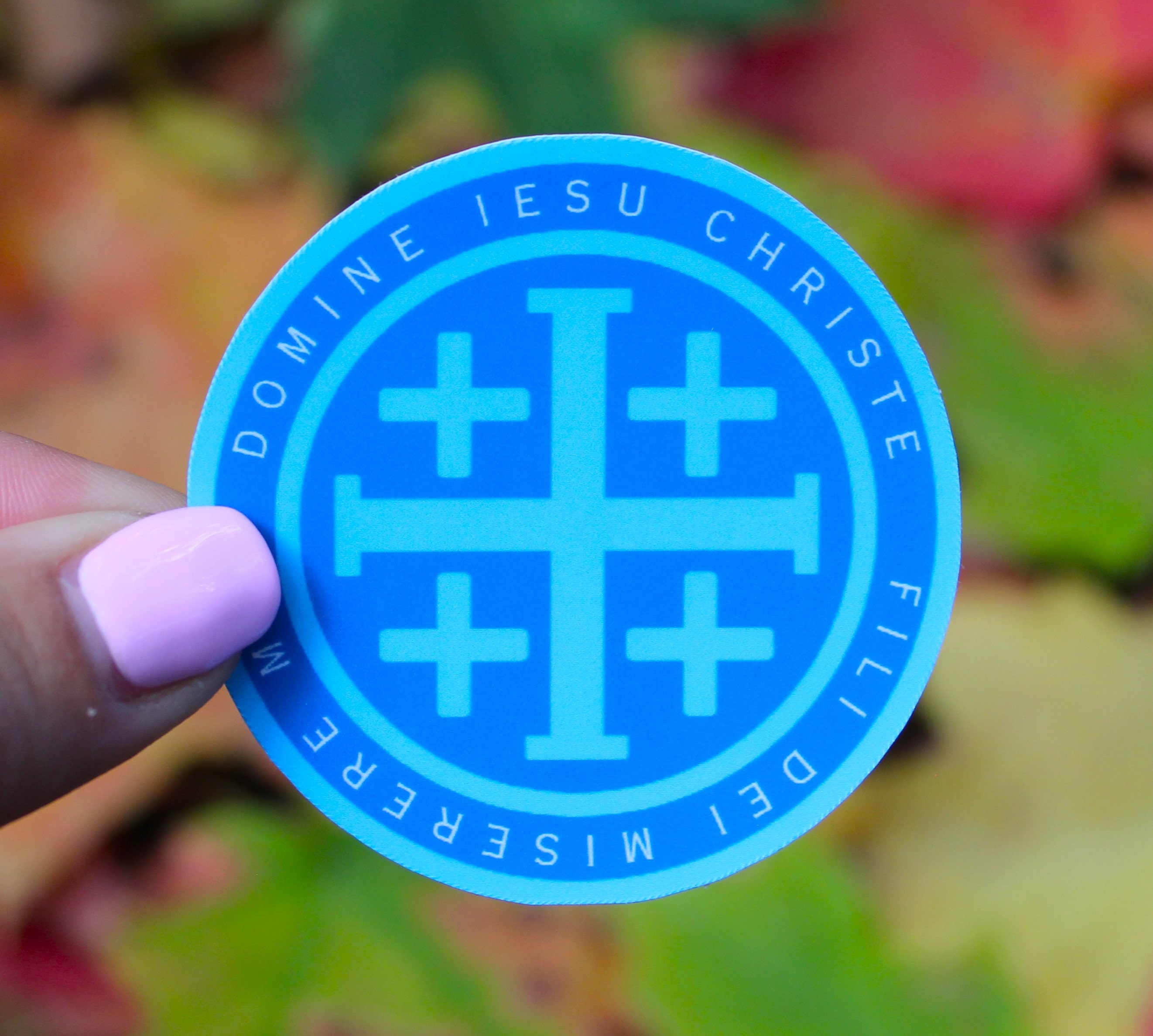 Jerusalem Cross, Latin Jesus Prayer Christian Laminated Vinyl Sticker ...