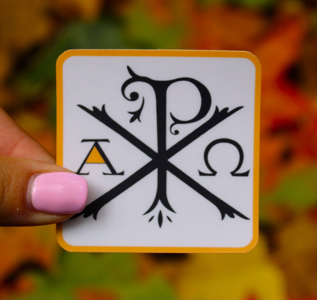 Chi-rho Christogram Alpha and Omega Christian Laminated Vinyl Sticker ...