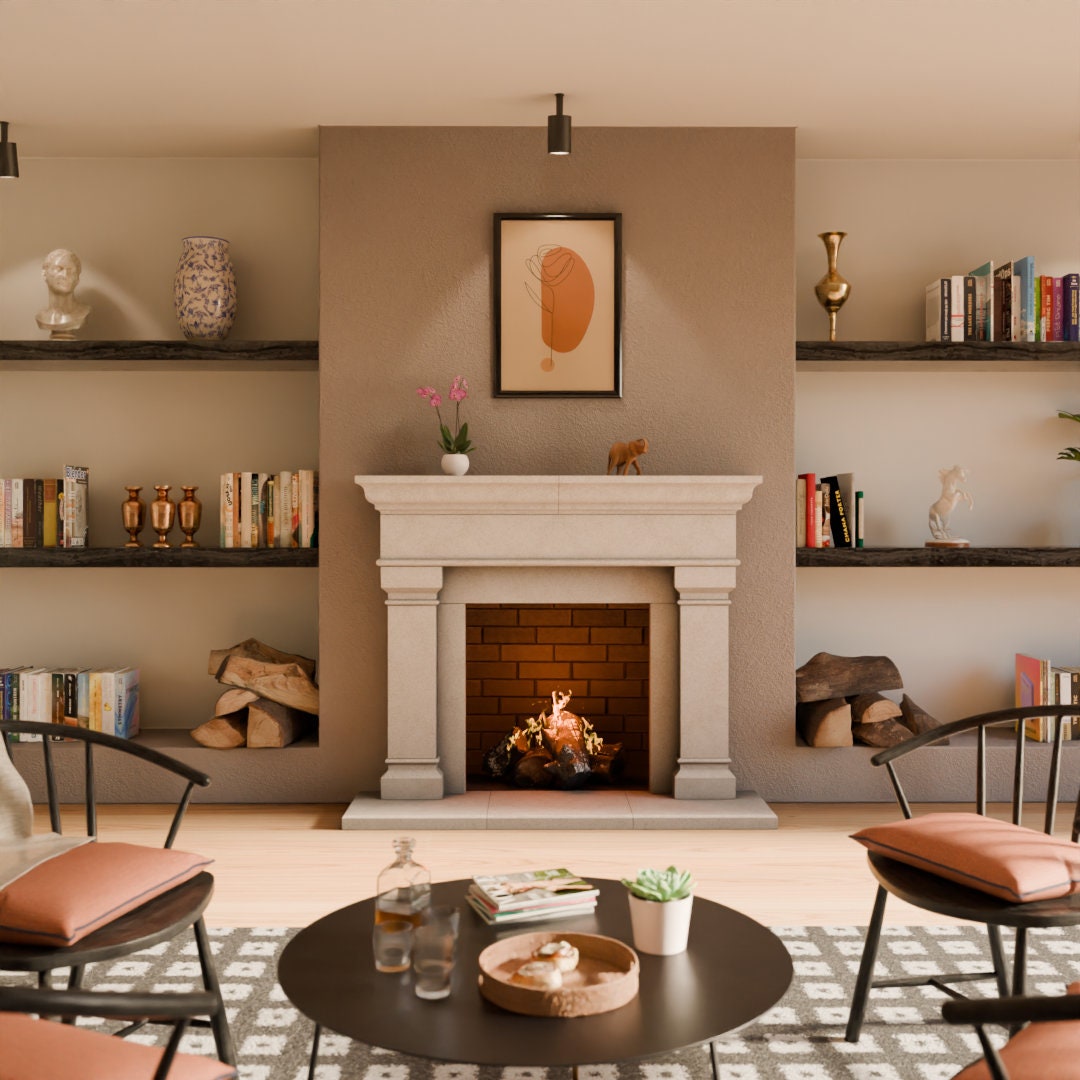 Whispering Flames Cast Stone Fireplace Mantel Surround - Etsy