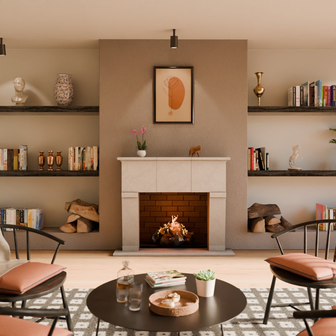 Eternal Flame Cast Stone Fireplace Mantel Surround - Etsy