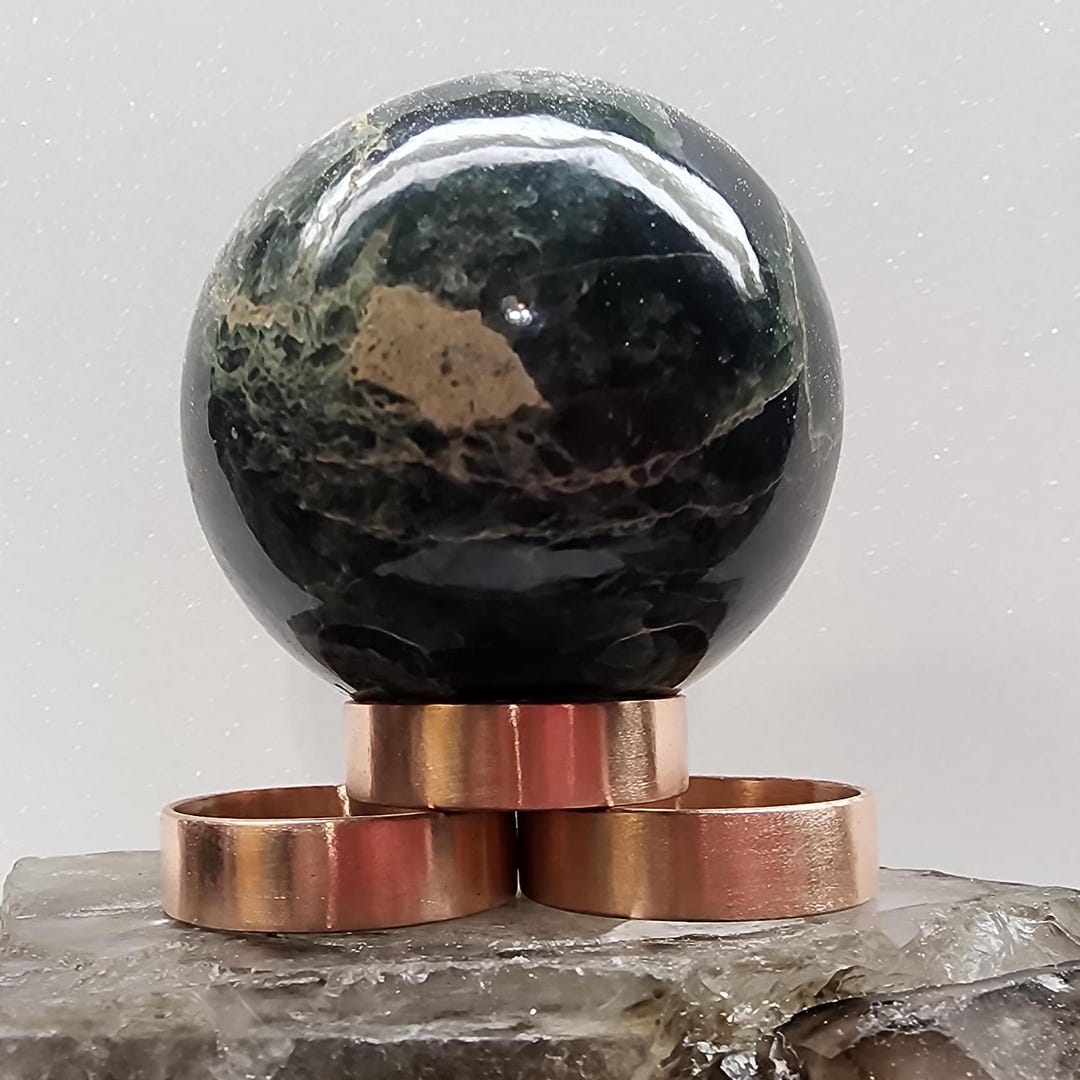 Hand Polished Copper Sphere Stands - Crystal Orb Holders Fit Spheres 1 ...