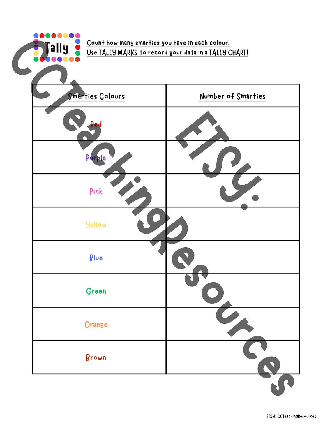 Smarties Math, Sorting, Sorting Smarties, Data Literacy, Tally Chart ...