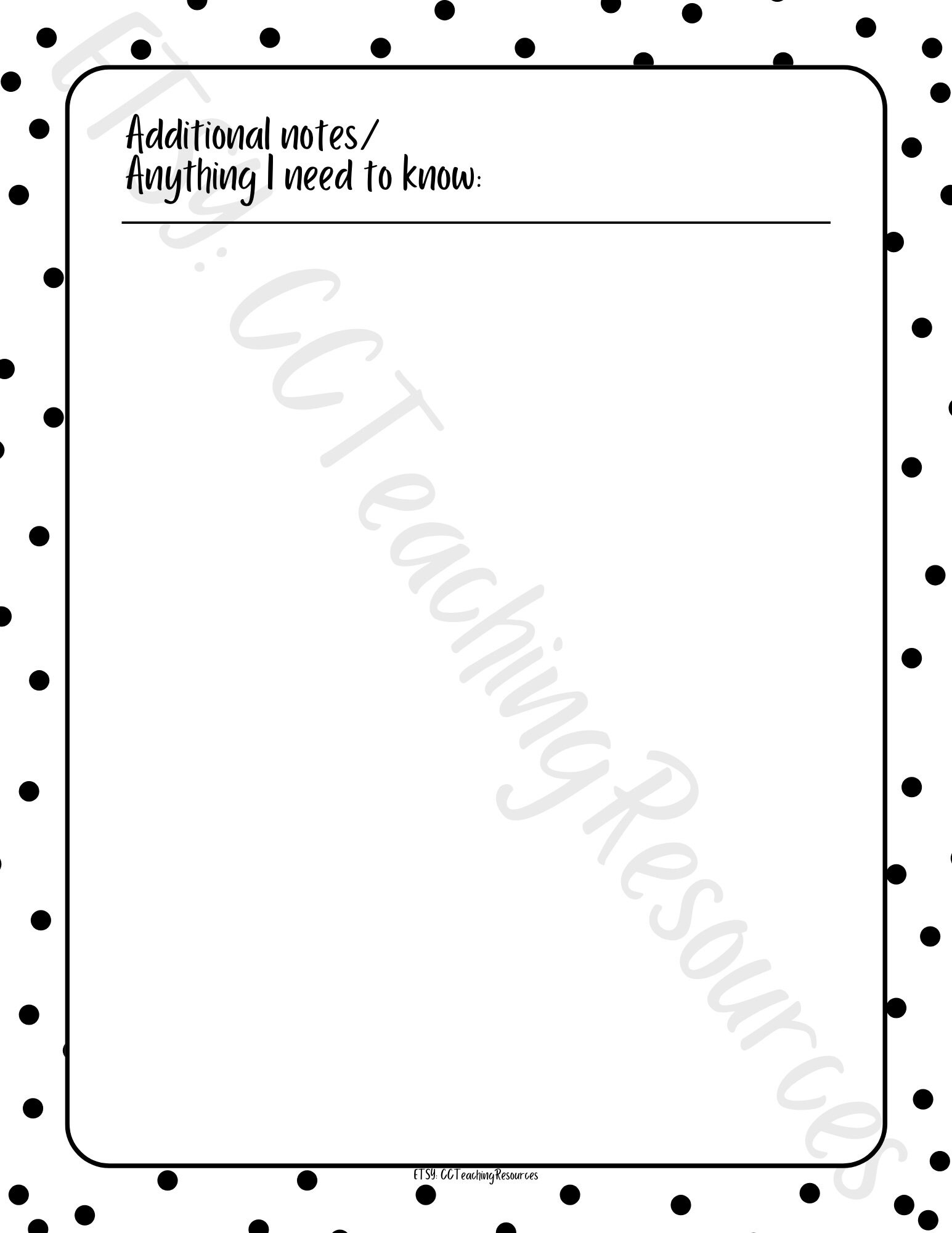 Substitute Teacher Notes, While You Were Away, Class Report Card ...