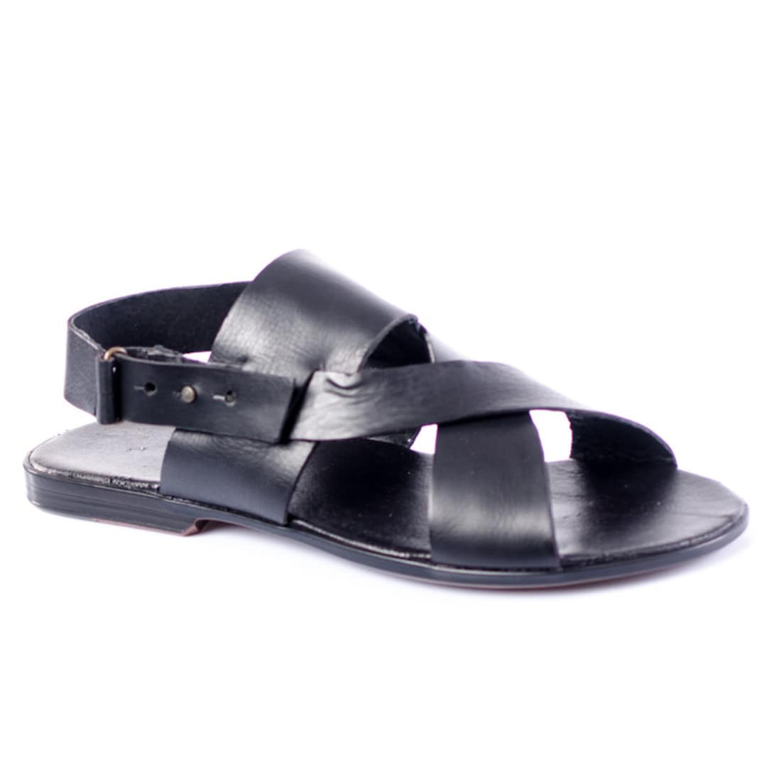 Men Leather Sandals, Handmade Leather Flip Flops, Criss Cross Open Toe ...