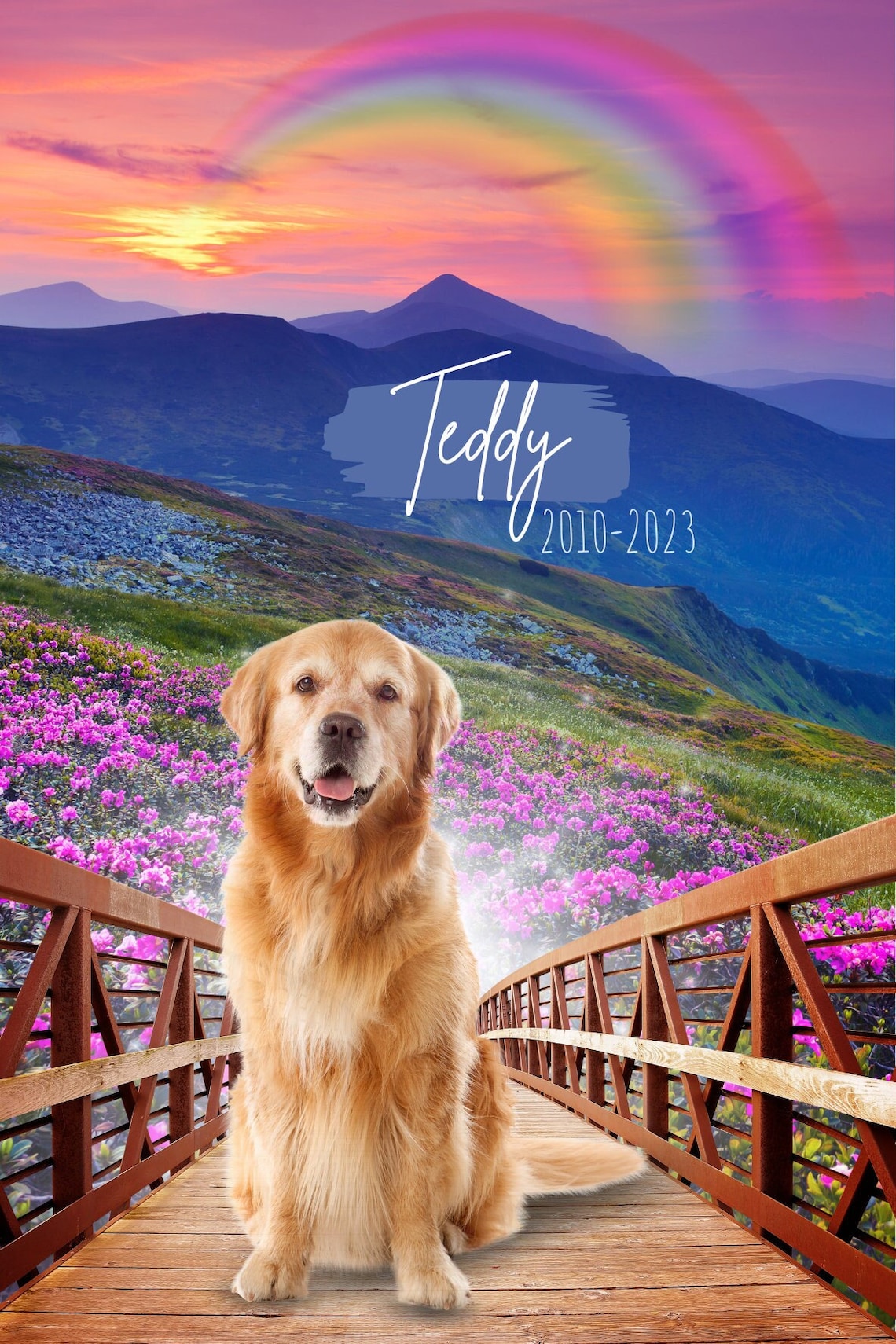 Rainbow Bridge Memorial Custom Portrait Rainbow Bridge Pet Loss ...
