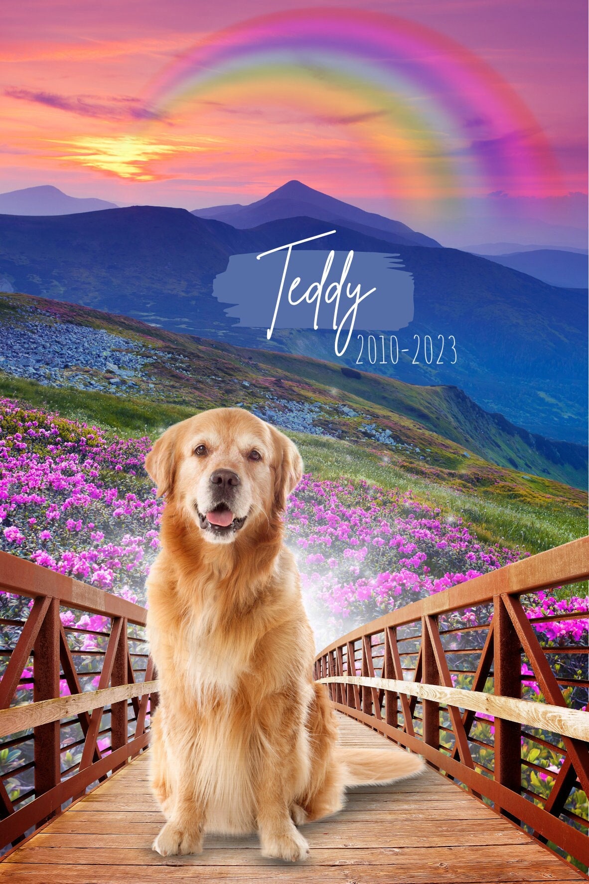 Rainbow Bridge Memorial Custom Portrait Rainbow Bridge Pet Loss ...