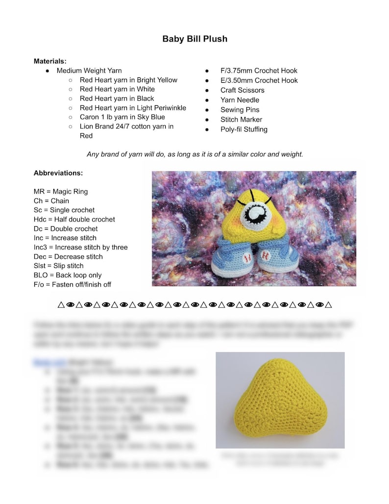 PDF PATTERN DOWNLOAD - Baby Bill Crochet Plush - Etsy