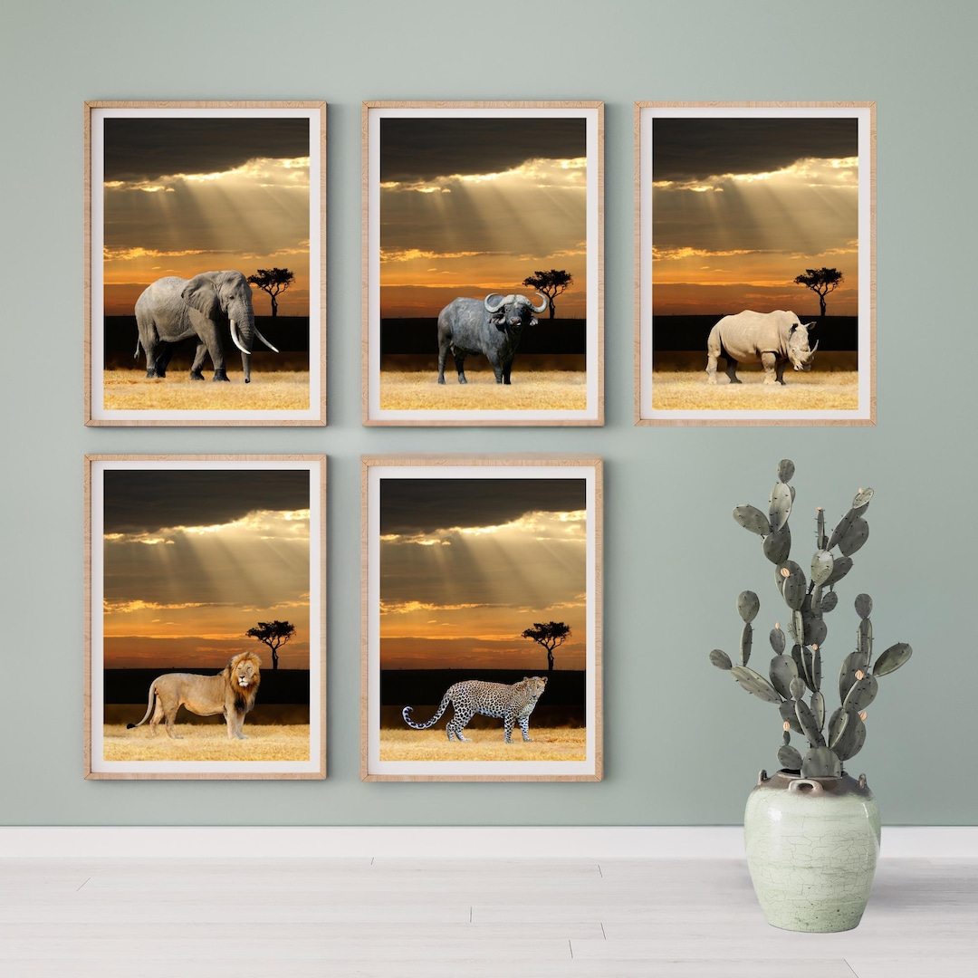 South African Big Five Animals Printable Wall Art/ the Big Five Animal ...