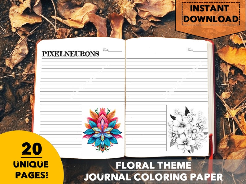 Floral Custom Journal Pages College Ruled Printable - Etsy