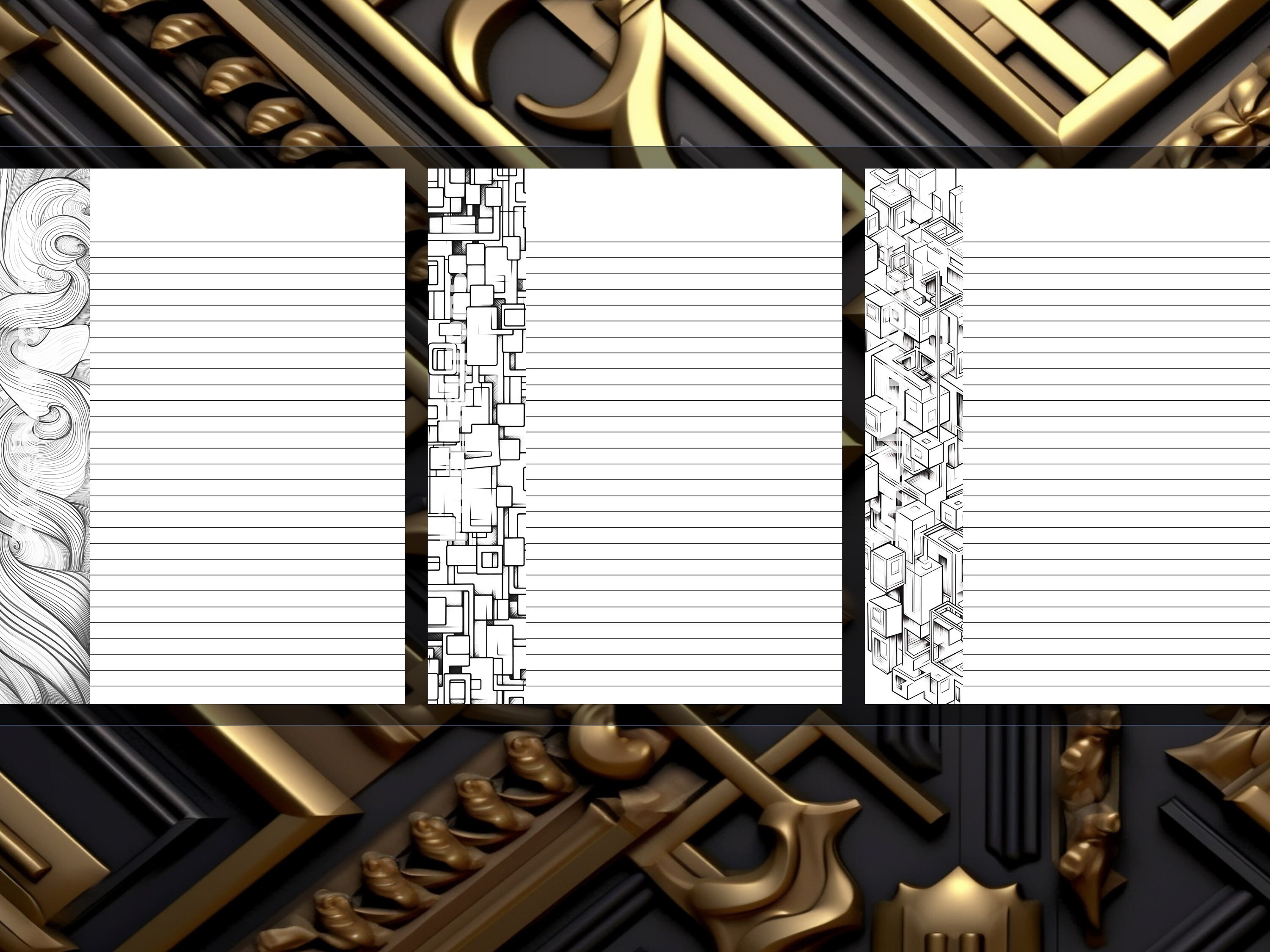 Geometric Patterns Custom Notebook Pages - College Ruled, Printable ...