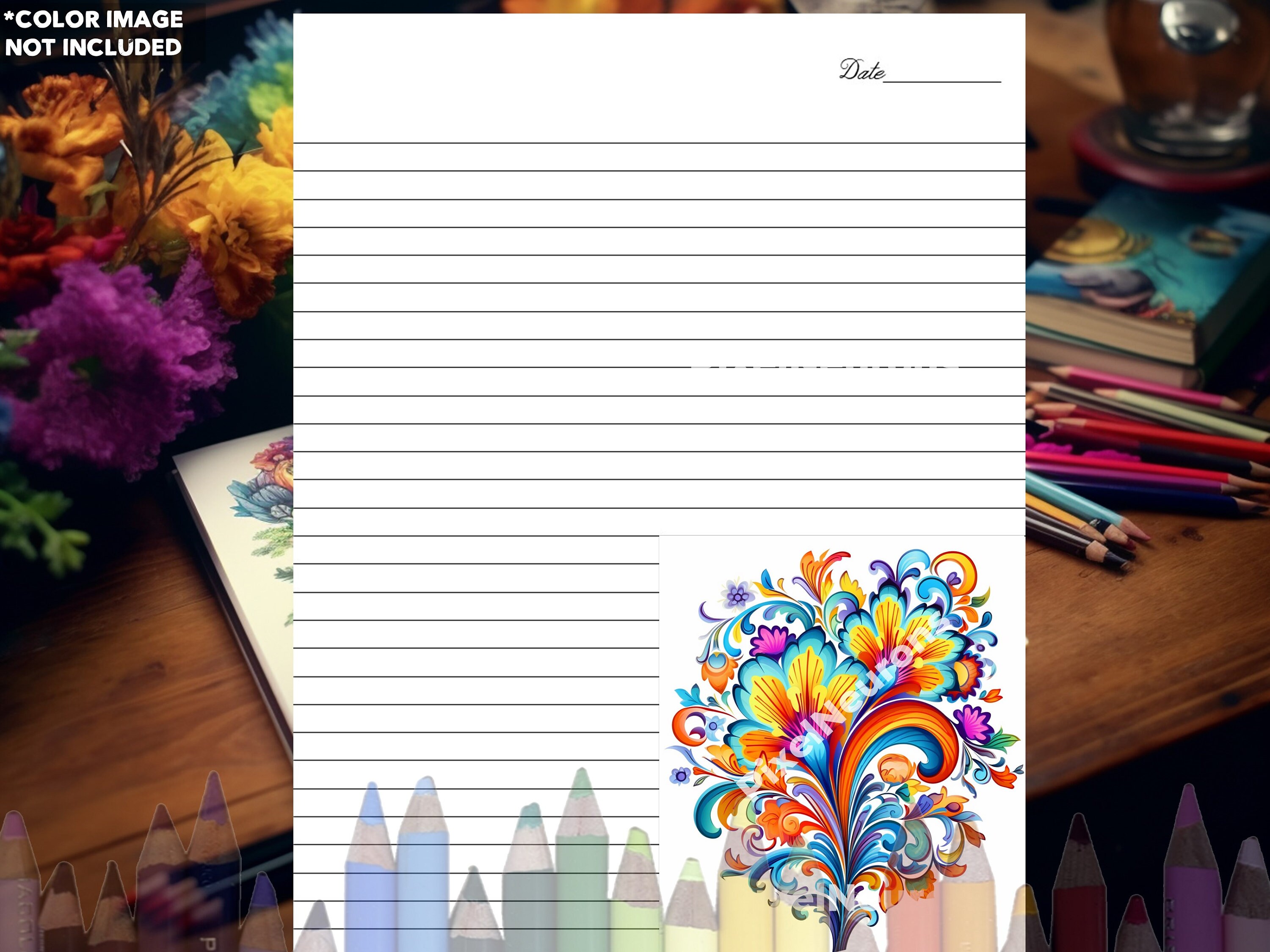 Floral Custom Journal Pages College Ruled Printable - Etsy