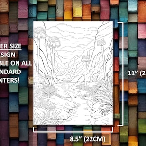 Printable Desert Landscape Coloring Book - Cactus, Rivers, Sunset, Sand ...