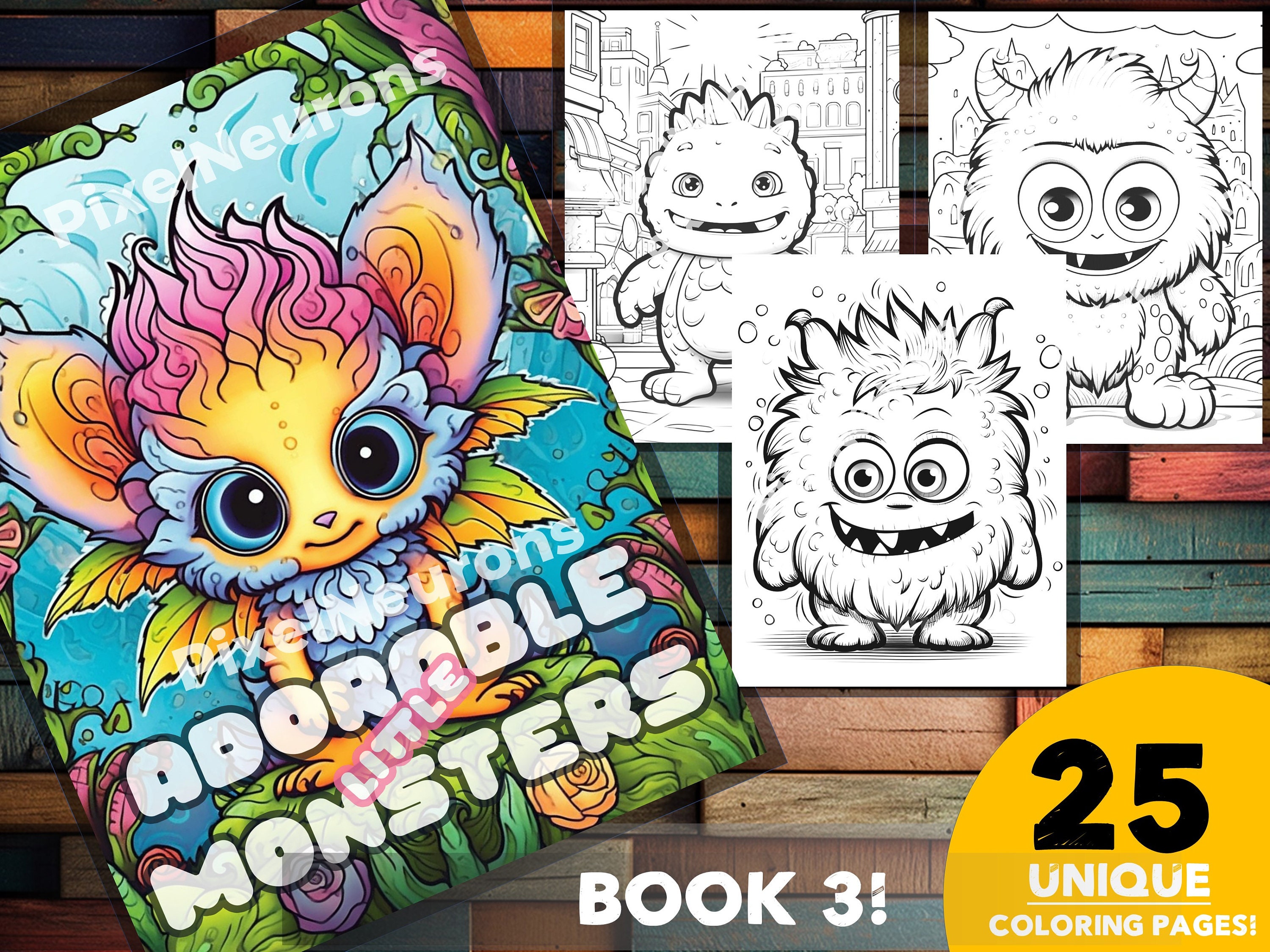 Adorable Little Monsters Coloring Book-3 25 Unique Designs - Etsy