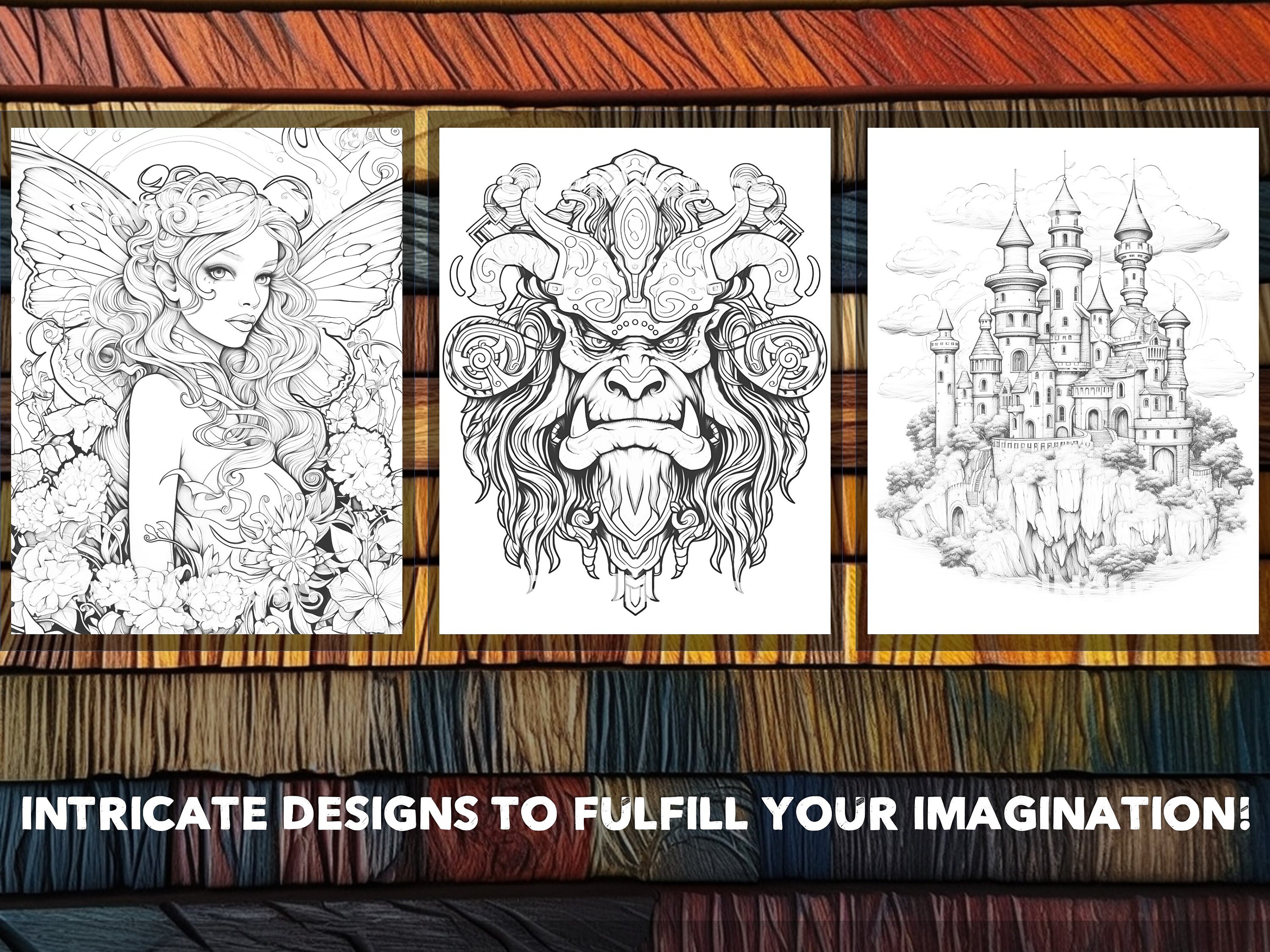 Fantasy Creatures Coloring Book, 25 Intricate Designs (printable Pages ...