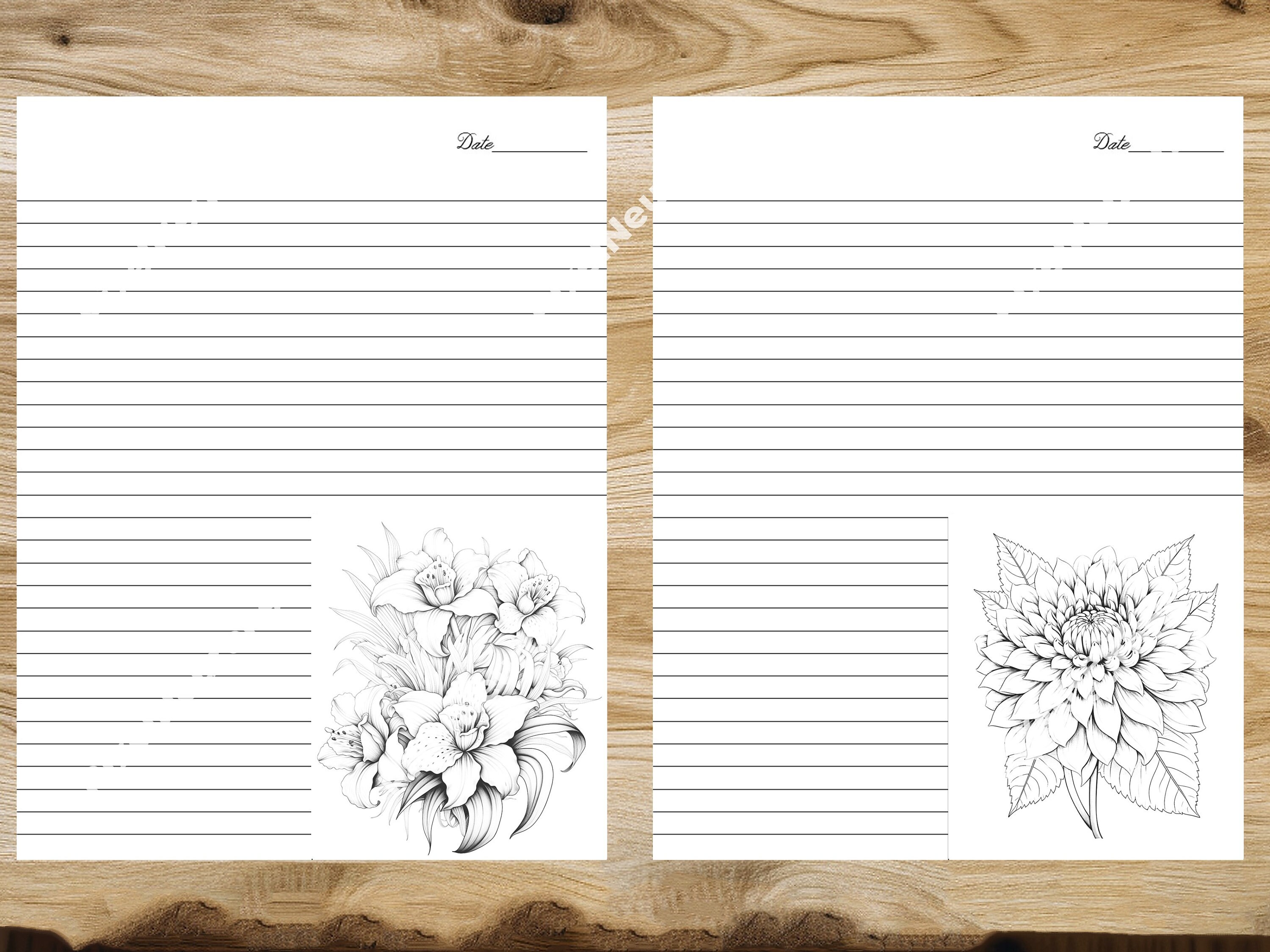 Floral Custom Journal Pages College Ruled Printable - Etsy