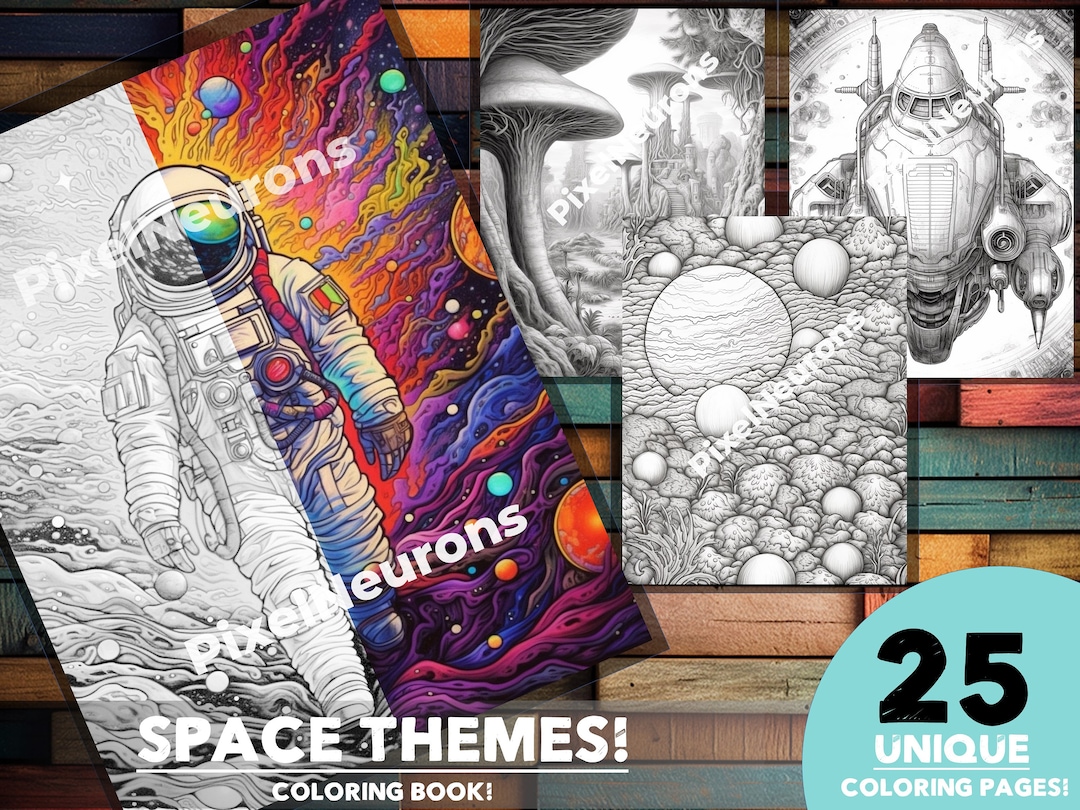 Space Themes Coloring Book 25 Intricate Designs, Printable Pages Art ...