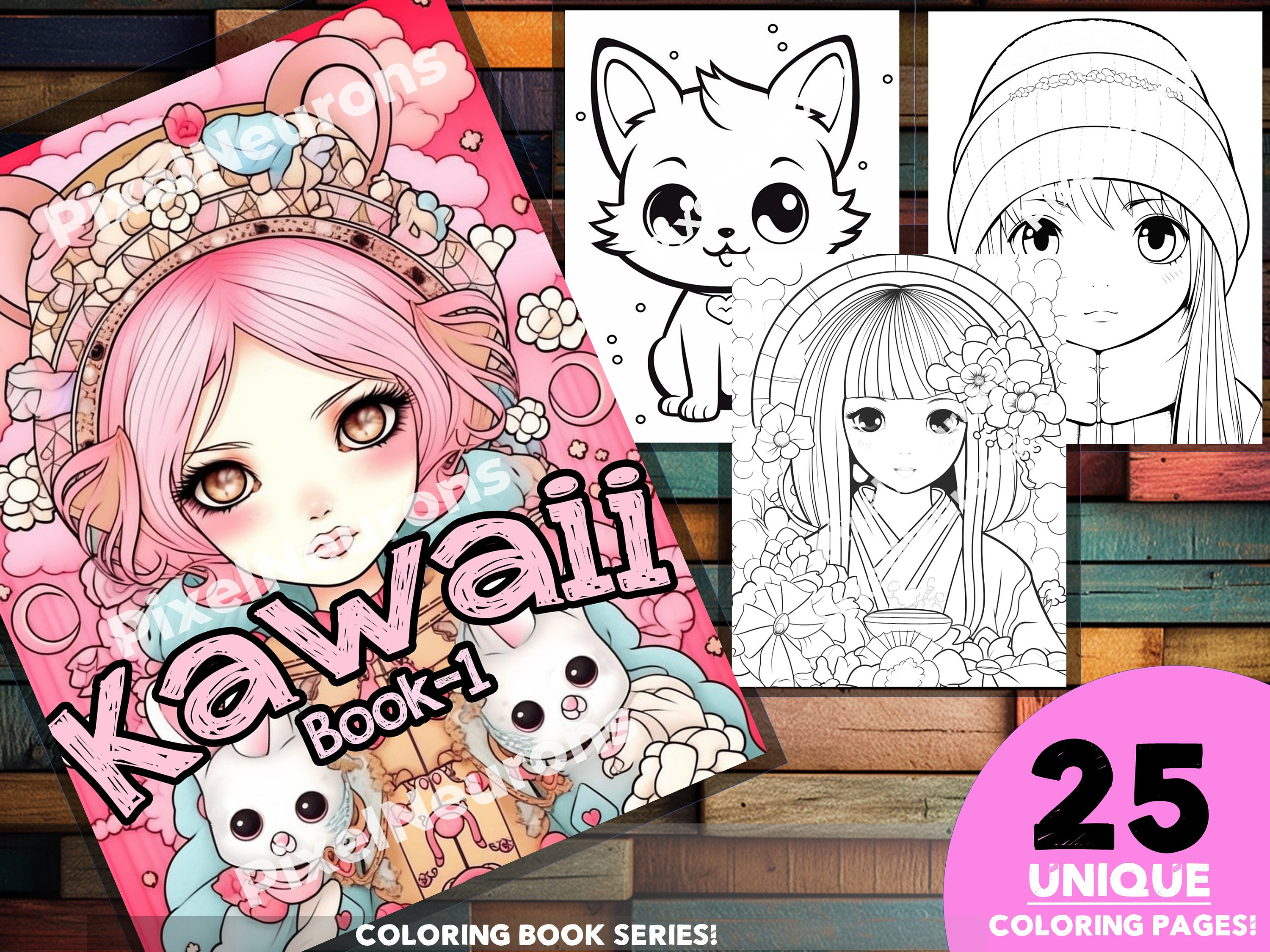Printable Kawaii Coloring Book Collection - 25 Unique Cute Pages for ...