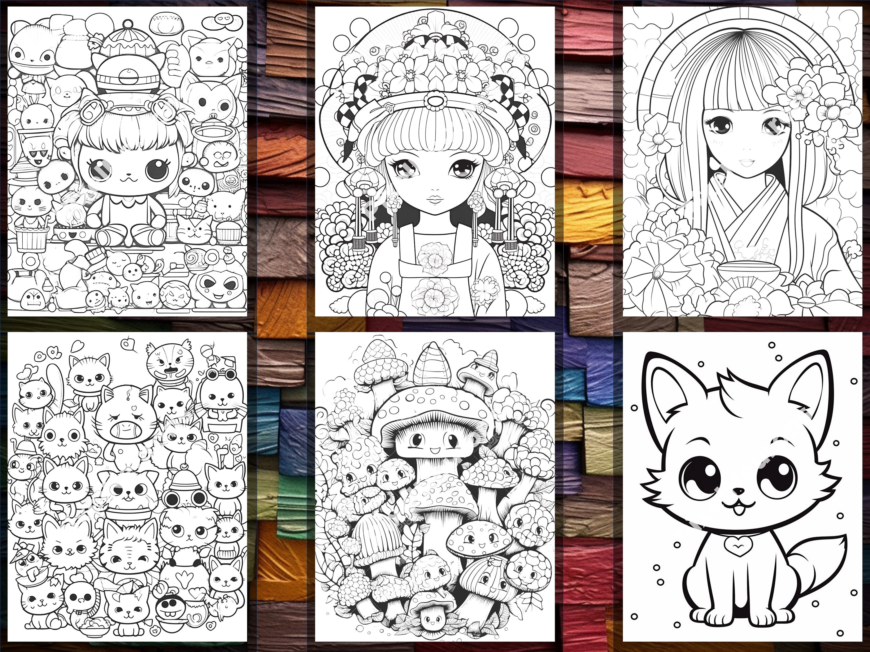 Printable Kawaii Coloring Book Collection 25 Unique Cute - Etsy