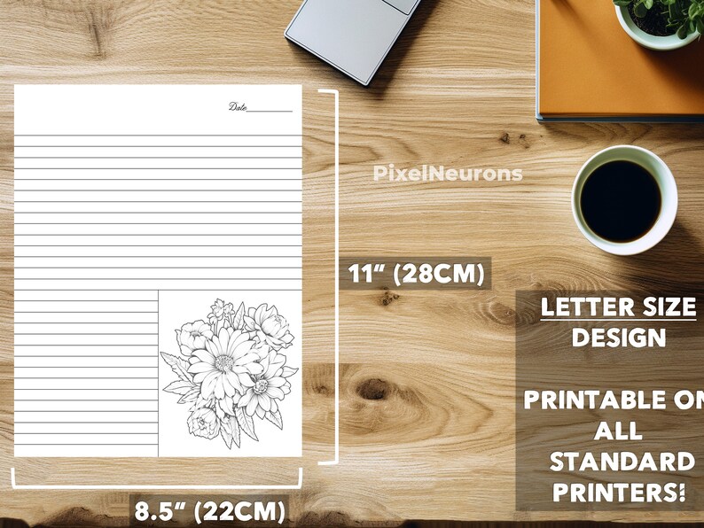 Floral Custom Journal Pages College Ruled Printable - Etsy