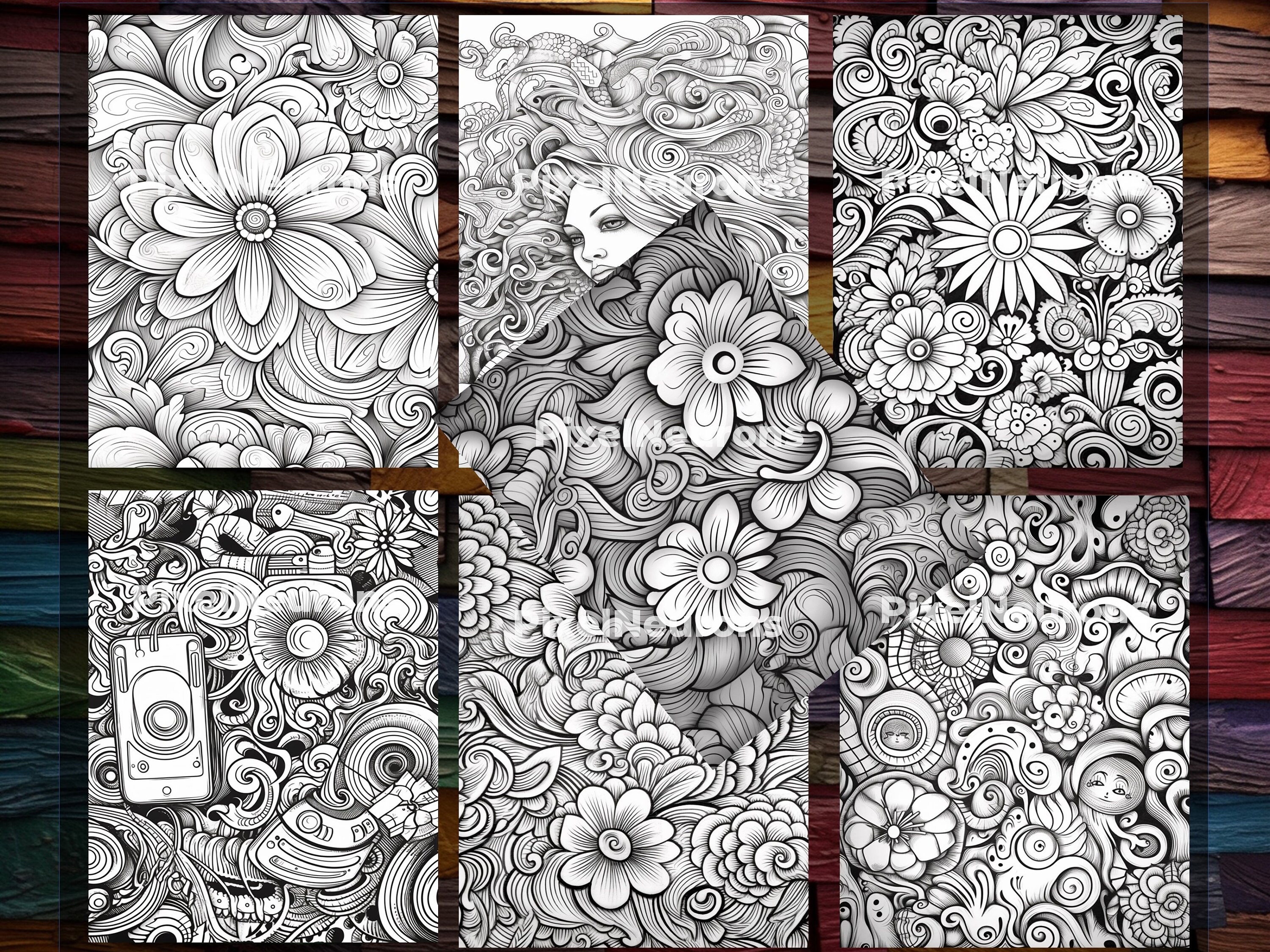 Retro 70s Patterns Coloring Book - 25 Intricate Designs, Printable ...