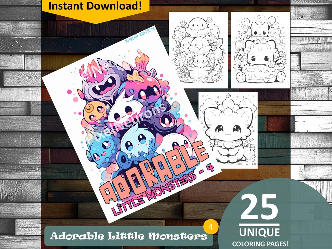 Adorable Little Monsters Coloring Book #4 - 25 Cute Pages for All Ages ...