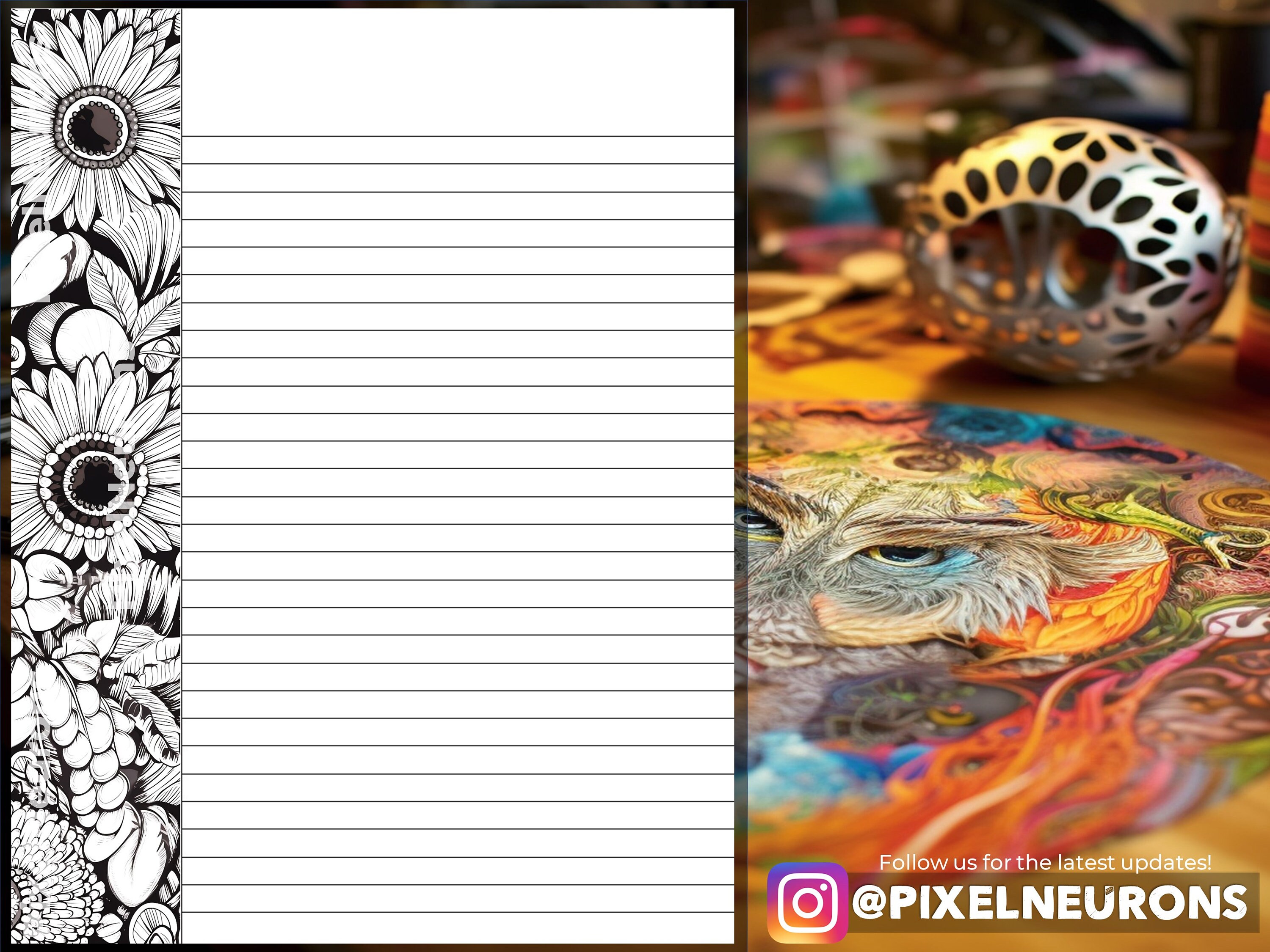 Floral Pattern Custom Notebook Pages College Ruled - Etsy