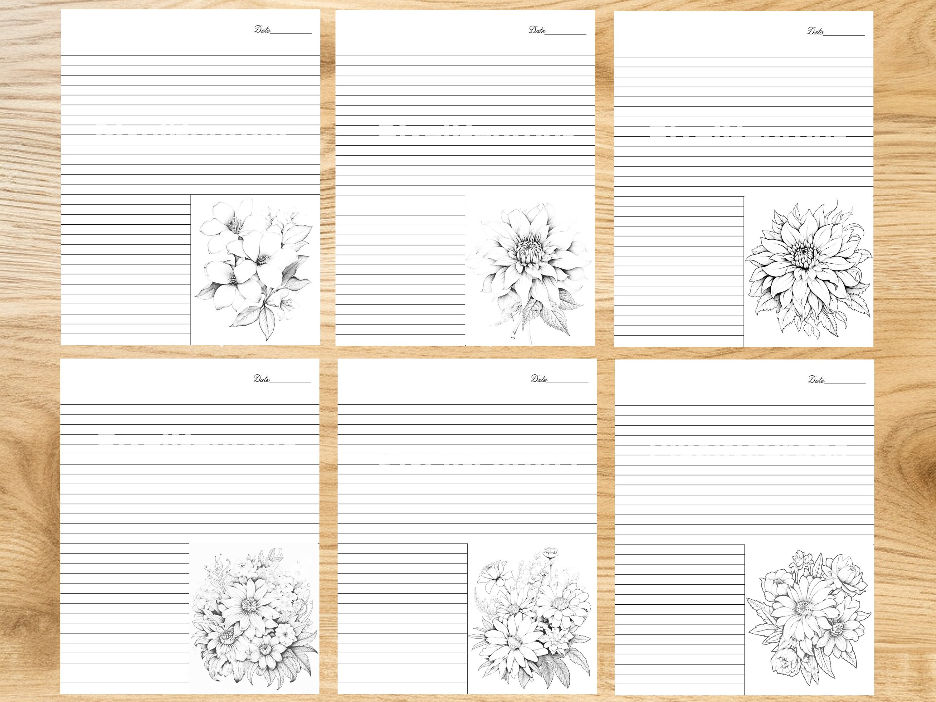 Floral Custom Journal Pages College Ruled Printable - Etsy