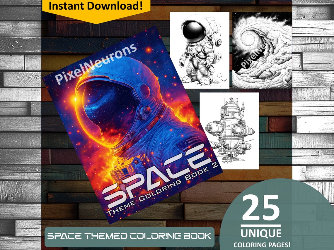 Galactic Adventures Coloring Book – 25 Space Illustrations (digital ...