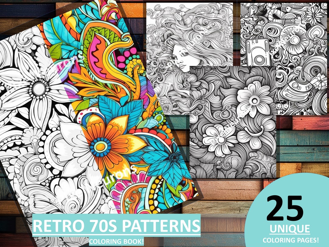 Retro 70s Patterns Coloring Book - 25 Intricate Designs, Printable ...