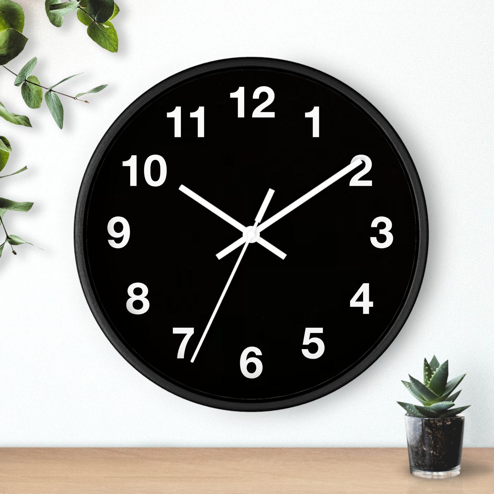 Black and White Wall Clock, Clock With Numbers, Simple Design Clock ...