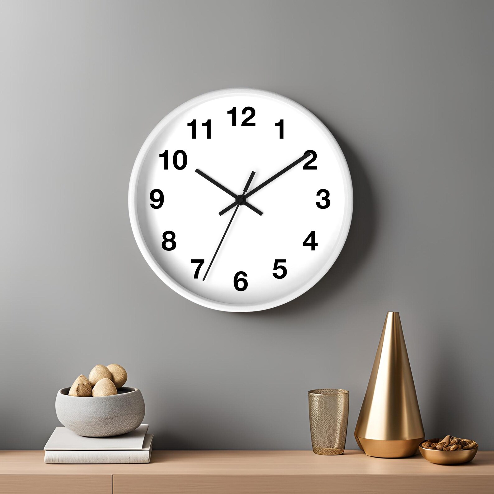 Black and White Wall Clock, Clock With Numbers, Simple Design Clock ...