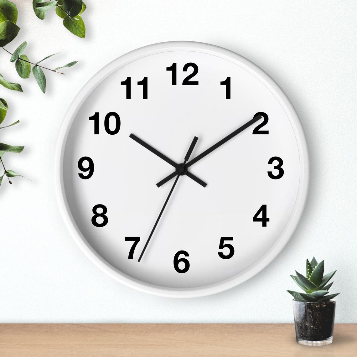 Black and White Wall Clock, Clock With Numbers, Simple Design Clock ...