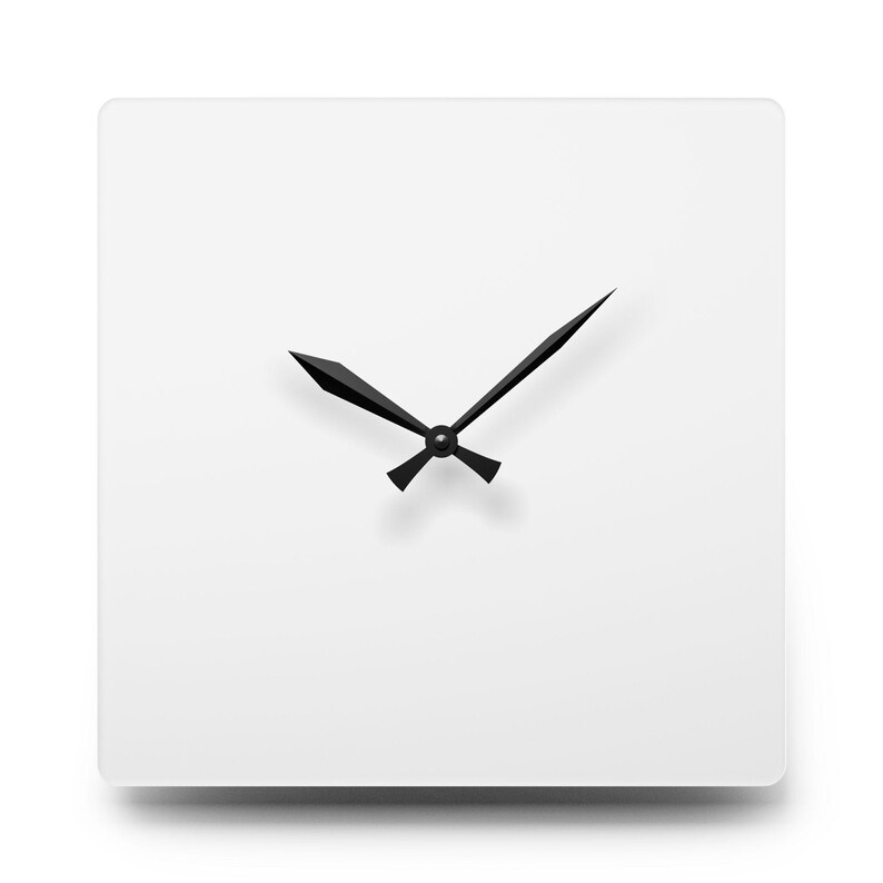 Square Wall Clock, White Clock, Wall Clock, Home Deco, Monochrome Clock ...