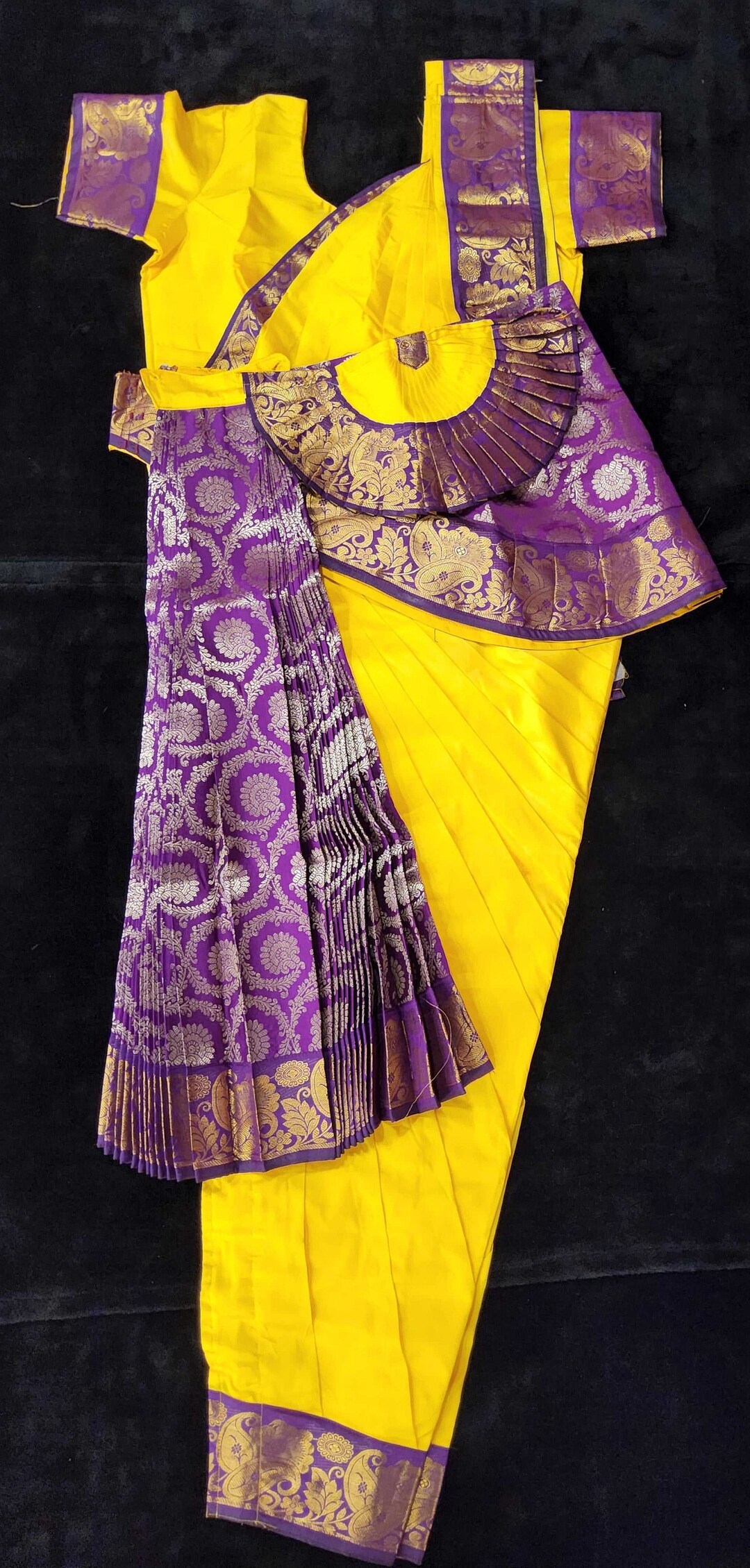 Bharatnatyam Dress | Yellow With Vaadamalli | Silk Cotton With Contrast ...