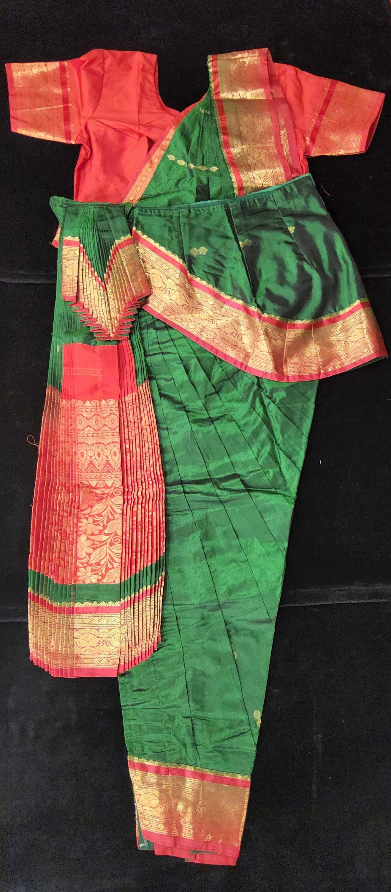 Bharatnatyam Dress | Dark Green With Red | Dharmavaram Silk | Readymade ...