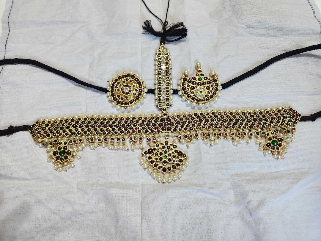 5 Stone V Headset | Original Temple Jewellery for Bharatanatyam - Etsy