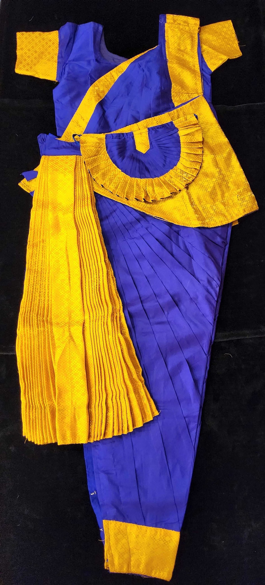 Bharatanatyam Dance Dress | Purple With Mustard | Silk Cotton With ...