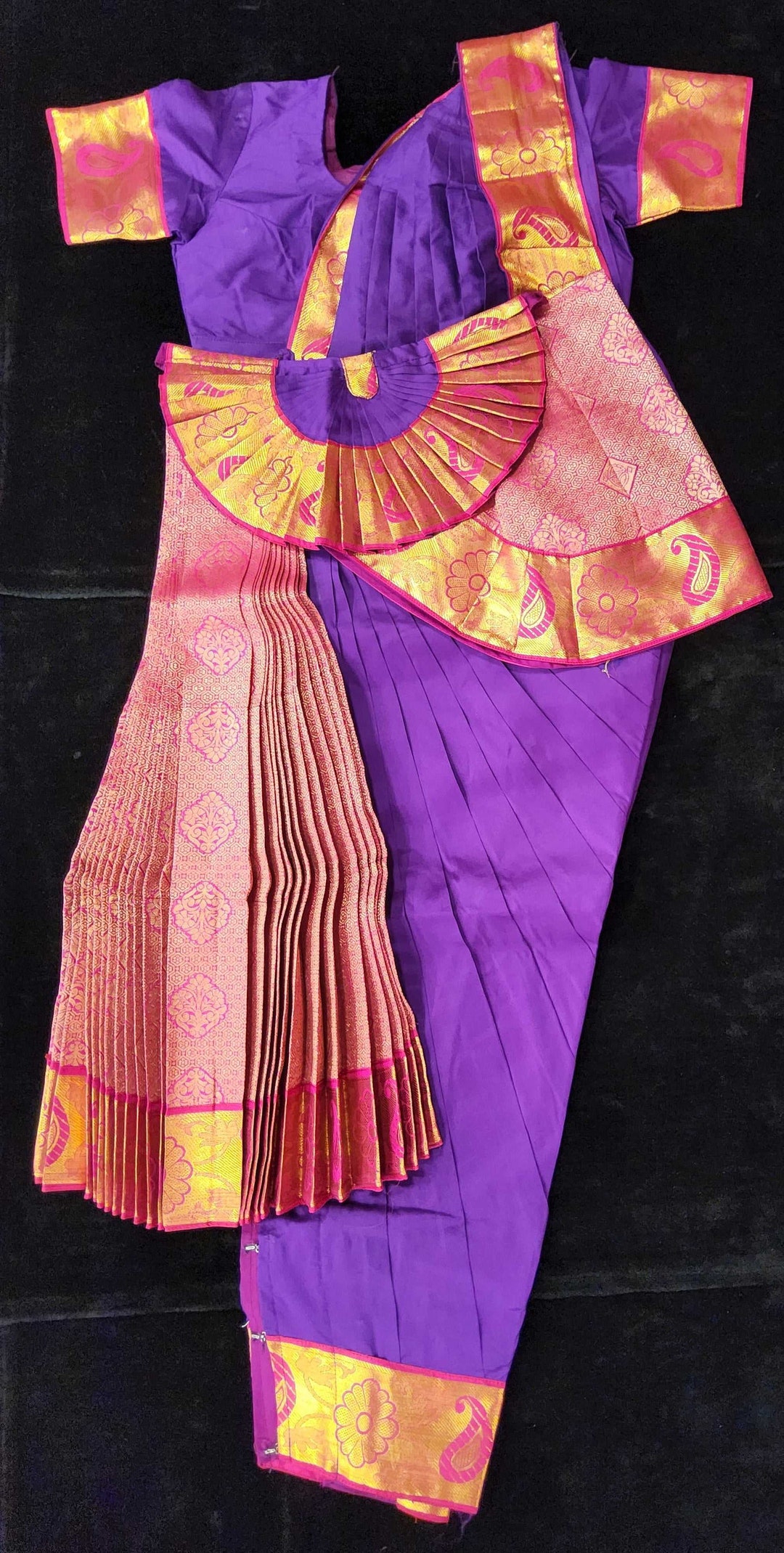 Bharatnatyam Dress | Vaadamalli With Pink | Silk Cotton With Contrast ...