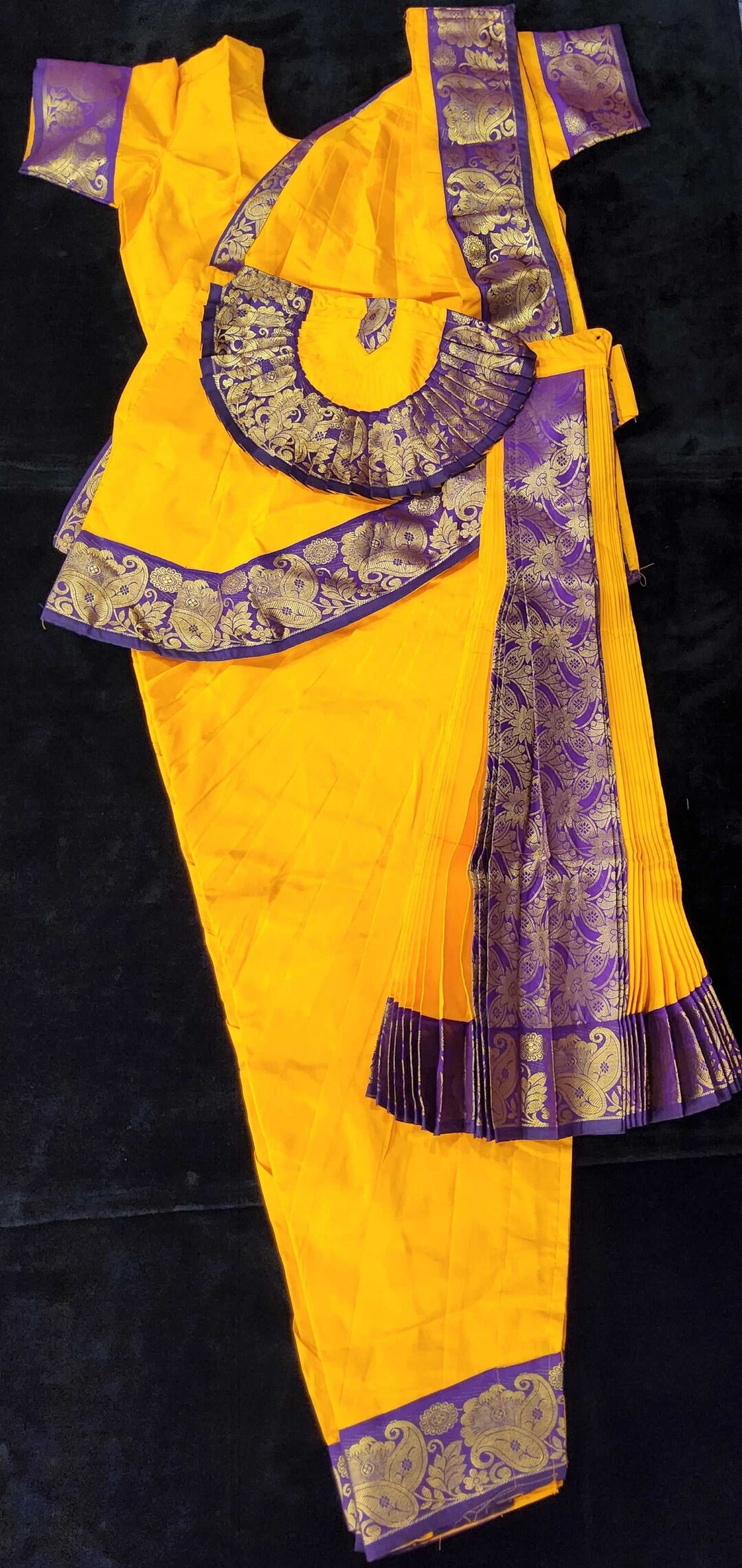 Bharatnatyam Dress | Mango Yellow With Vaadamalli | Silk Cotton With ...
