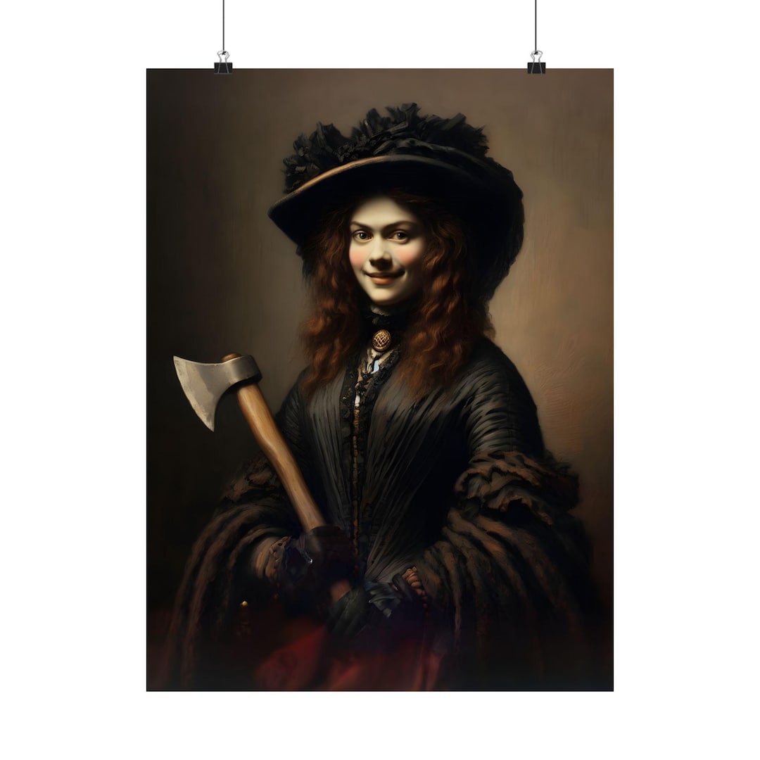 Lizzie Borden Macabre Art Creepy Art Halloween Wall Decor Victorian Art Gothic Art Morbid