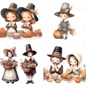 Thanksgiving Pilgrims Clipart, Holiday PNG Images (digital Download) - Etsy