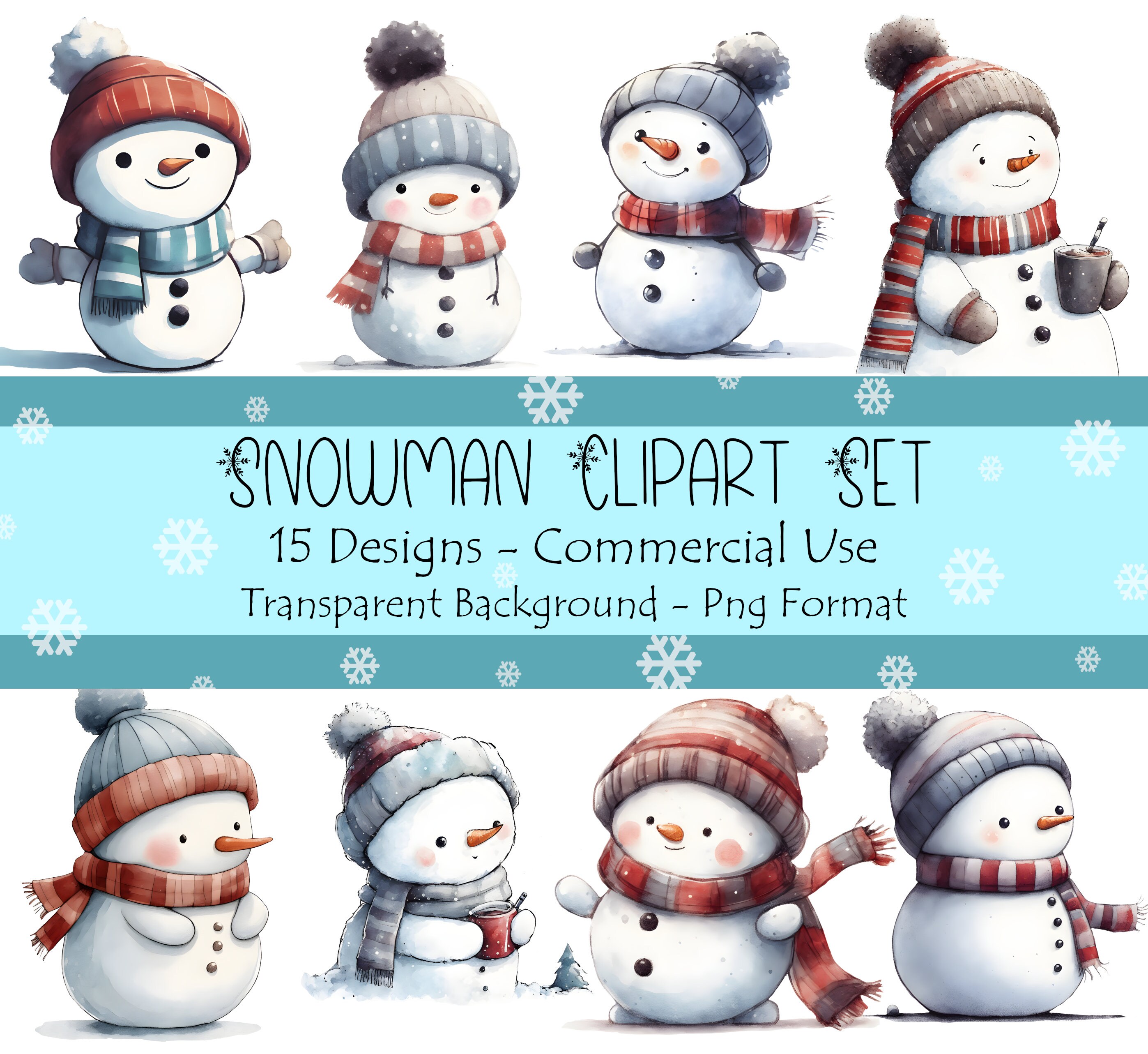 SNOWMAN CLIPART 1, Frosty Snowman, Winter Clipart, Snow Clipart, Cup of ...