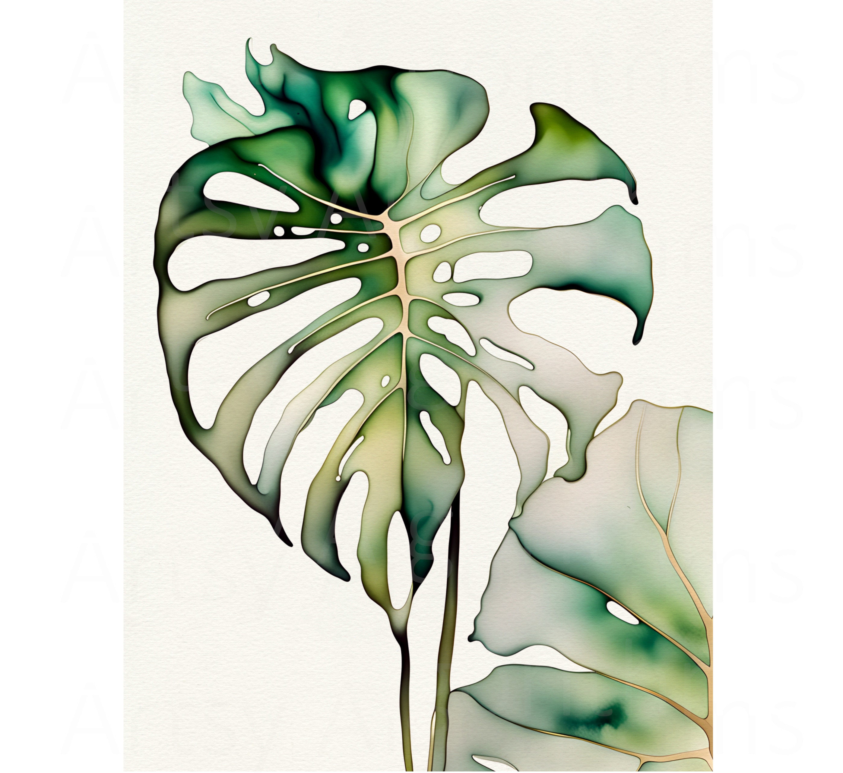 SWISS CHEESE PLANT, Monstera Plant Art, Tropical Plant Art, Digital Art ...