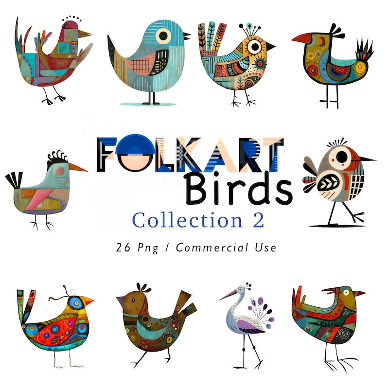 Folk Art Birds - Etsy