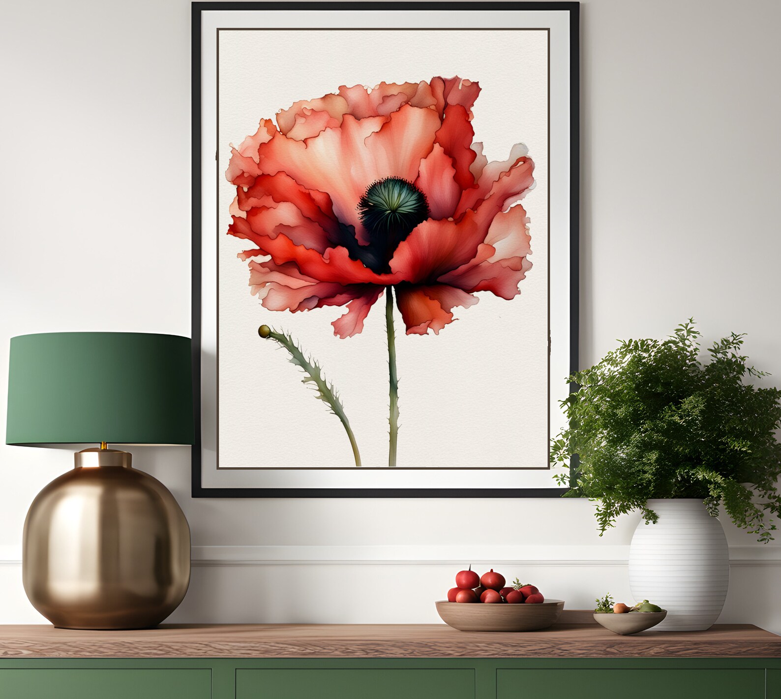 RED POPPY FLOWER, Digital Art, Watercolor Red Poppy, Flower Art, Poppy ...