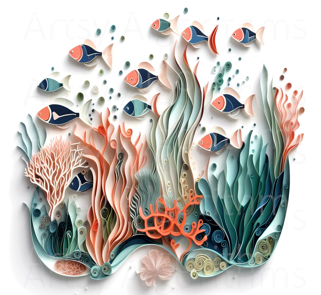 UNDERWATER SCENE#1, Fish Art, Sea Life Art, Dimensional Art, Digital ...